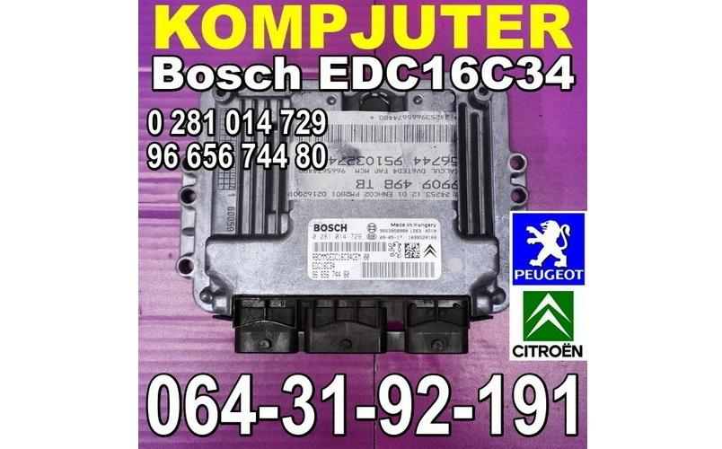 KOMPJUTER Bosch EDC16C34 Pežo Citroen 0 281 014 729 Peugeot