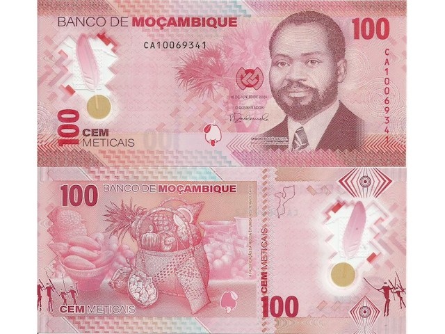 Mozambique 100 meticais 2024. UNC POLIMER