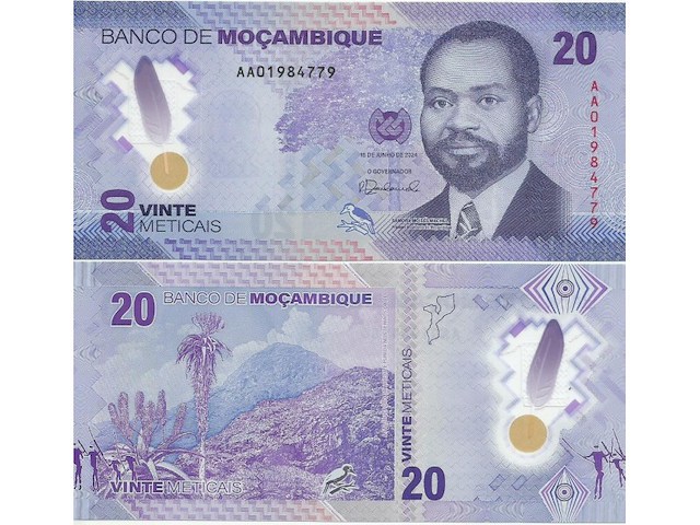 Mozambique 20 meticais 2024. UNC POLIMER