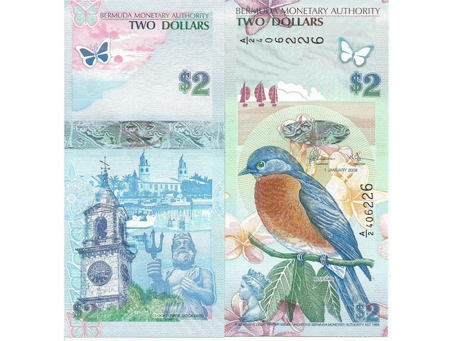 Bermuda 2 dollars 2009. UNC