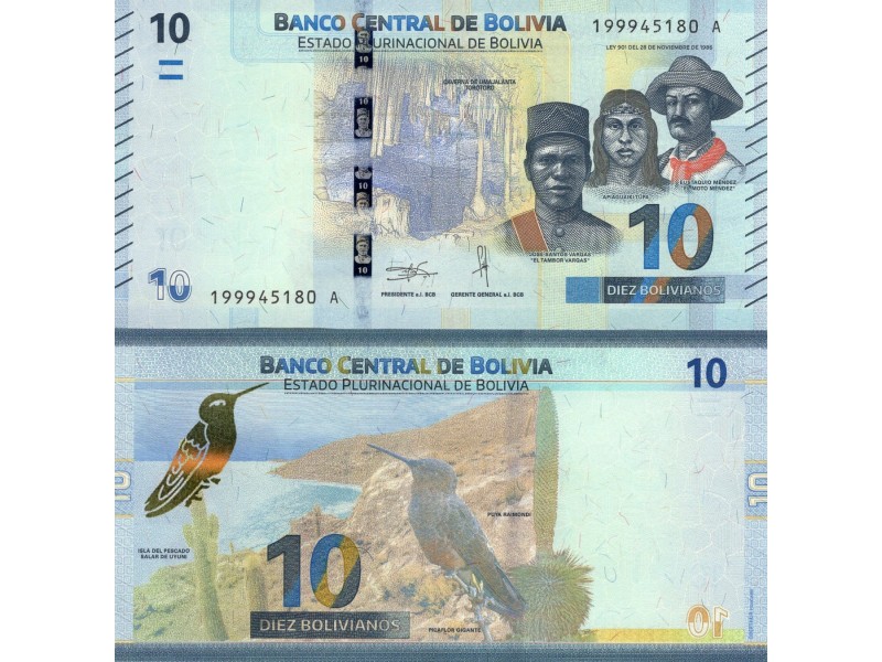 BOLIVIA 10 Bolivianos 2018 UNC, P-248