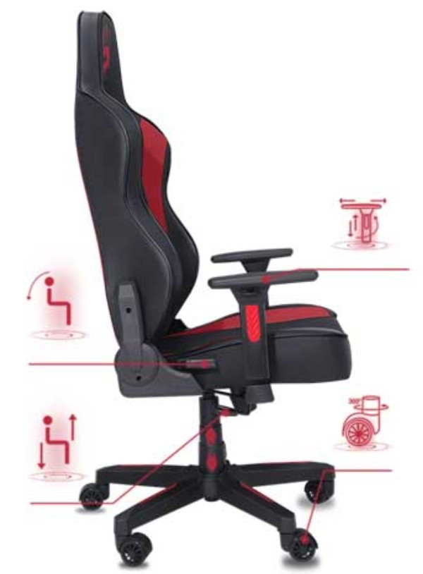 A4-GC330 A4Tech Bloody Gejmerska stolica, Ergonomska, MAX 150KG, BLACK-RED