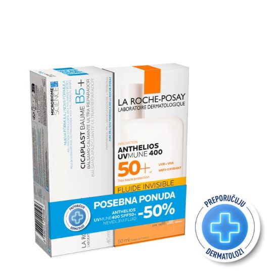 La Roche Posay Cicaplast B5 balzam 40ml + 50% popusta Anthelios UVMUNE 400 SPF50+ fluid 50ml