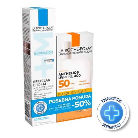 La Roche Posay Effaclar Duo M+ krema 40ml + Anthelios UVMUNE 400 SPF50+ fluid 40ml