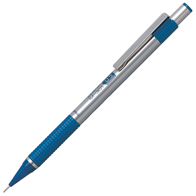 Olovka tehnička 0,5mm sa rebrastim gripom M-301 Zebra 66432 srebrno-plava