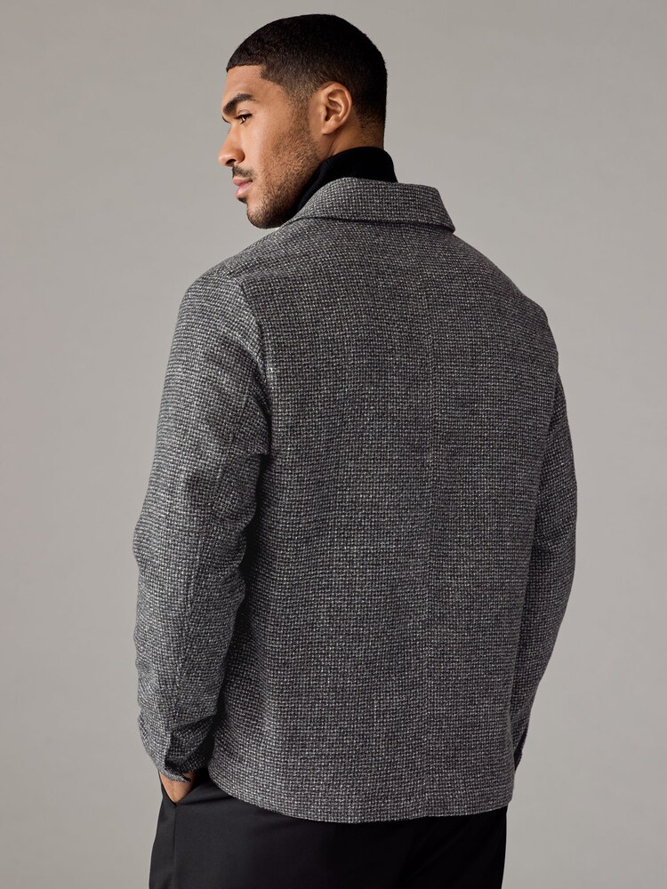 Charcoal Grey Brushed Check Shacket