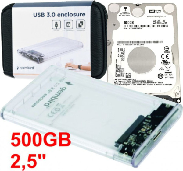 HDD 2.5 * 500GB SET USB 3.0 SATA eksterno kuciste + 500GB WD5000LUCT WD EE2-U3S9-6 (1899)