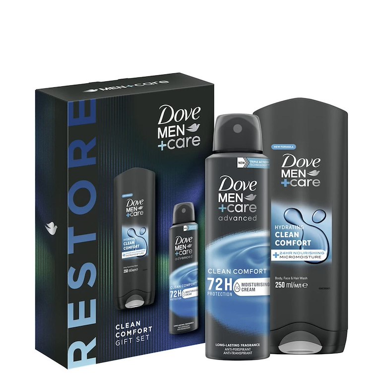 DOVE SET MEN CLEAN COMFORT(DEO 150ML + GEL 250ML) KUTIJA