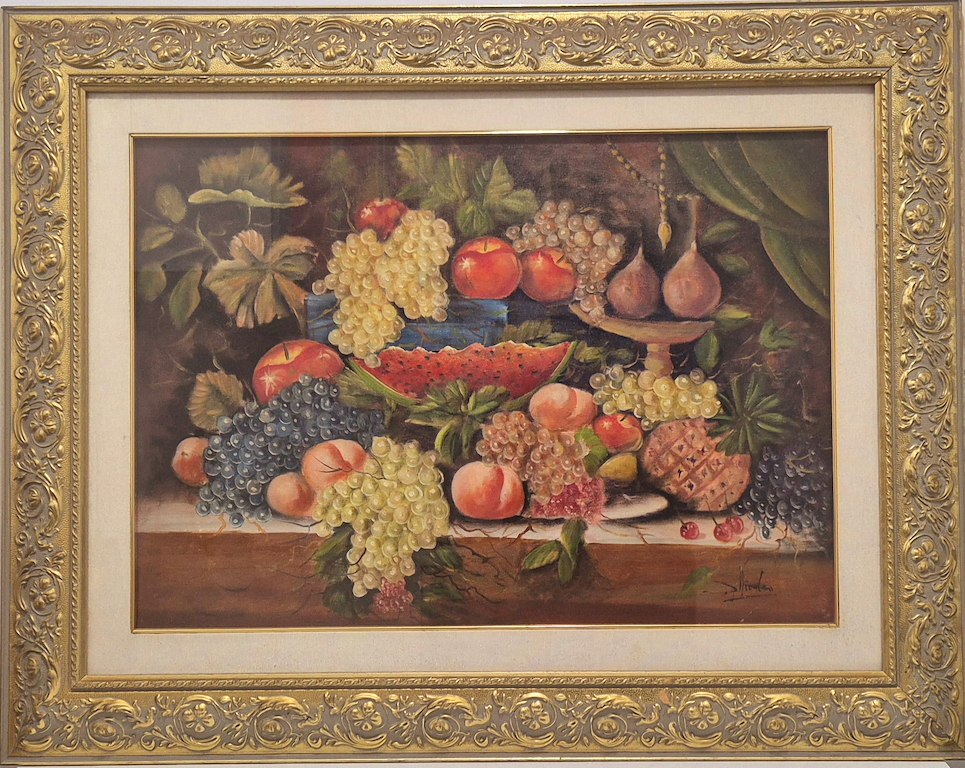 STARA VELIKA ITALIJANSKA SLIKA ULJE NA PLATNU – 95X75CM – MRTVA PRIRODA