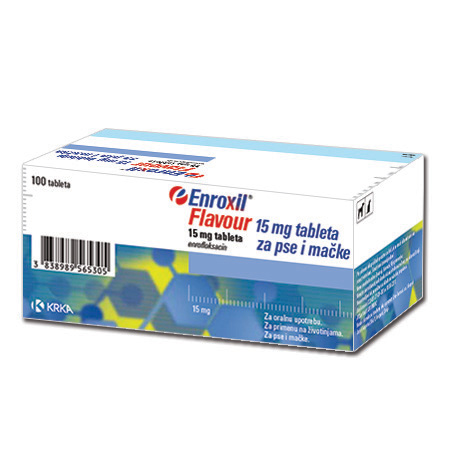 KRKA Enroxil®Flavour 15mg tableta za pse i mačke (enrofloksacin) 10 tableta