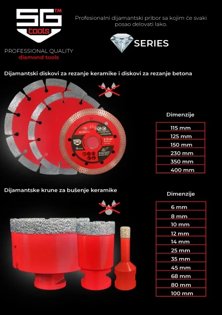 SG Tools SG-D400 Dijamantska ploča za sečenje betona, 400mm ( SG-D400 )