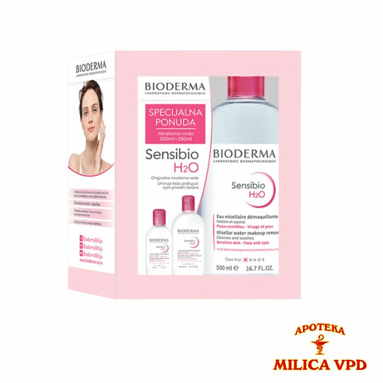 Bioderma Promo pakovanje Sensibio H2O Micelarna voda 500ml + 250ml gratis