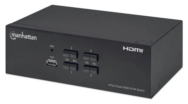 Manhattan 4-Port Dual-Monitor HDMI KVM Switch