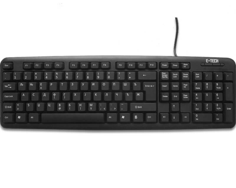 ETECH Crna Tastatura E-5050 USB YU (CYR)