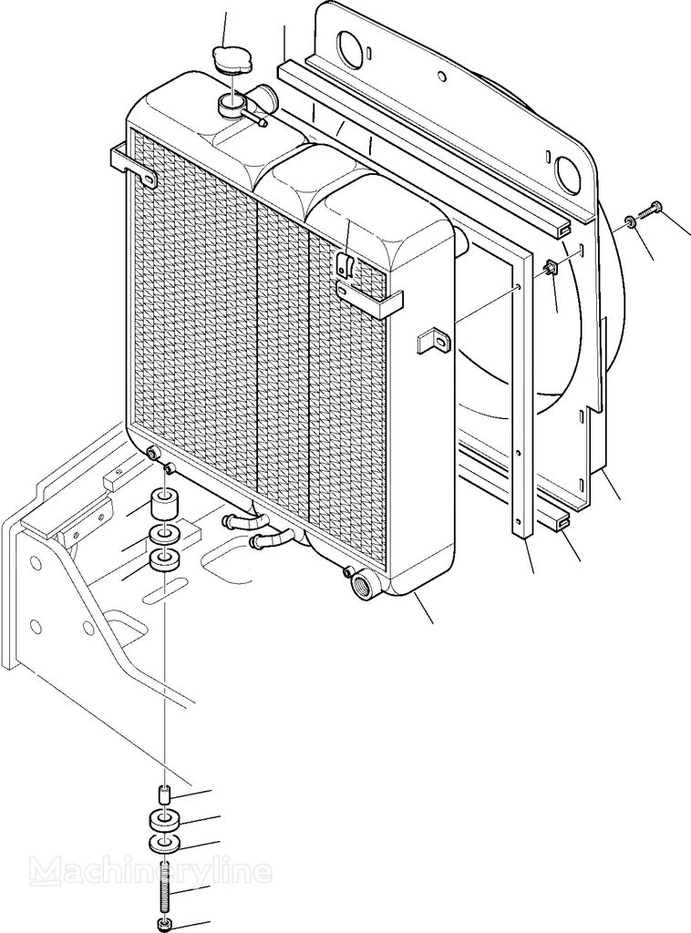 Radijator za hlađenje motora za Komatsu WB93, WB91R, WB93R, WB93S, WB97R, WB97S bagera-utovarivača