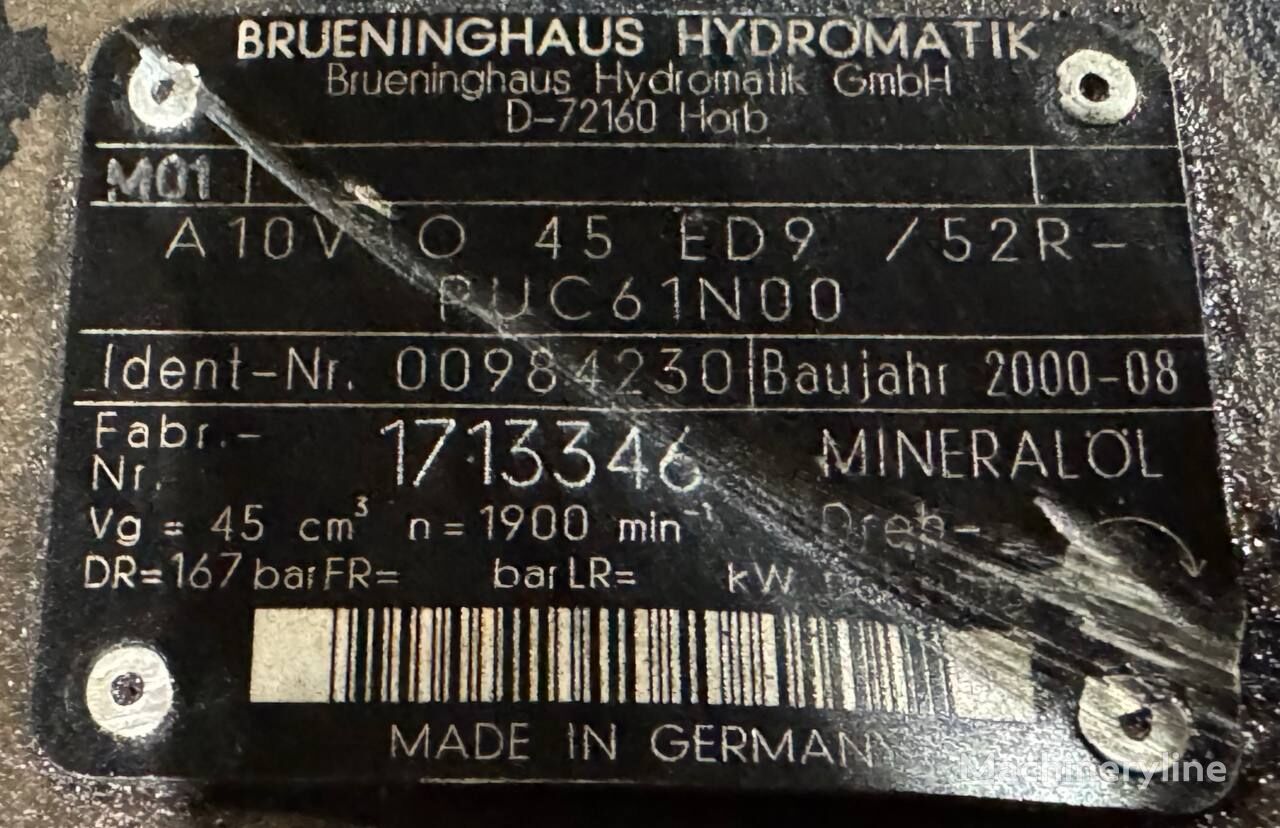 Bueninghaus A10V O 45 ED9 /52R - PUC61N00 ( 00984230 ) hidraulična pumpa