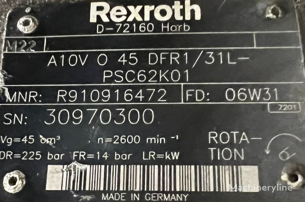 Rexroth A10V O 45 DFR1/31L-PSC62K01 ( R910916472 ) hidraulična pumpa