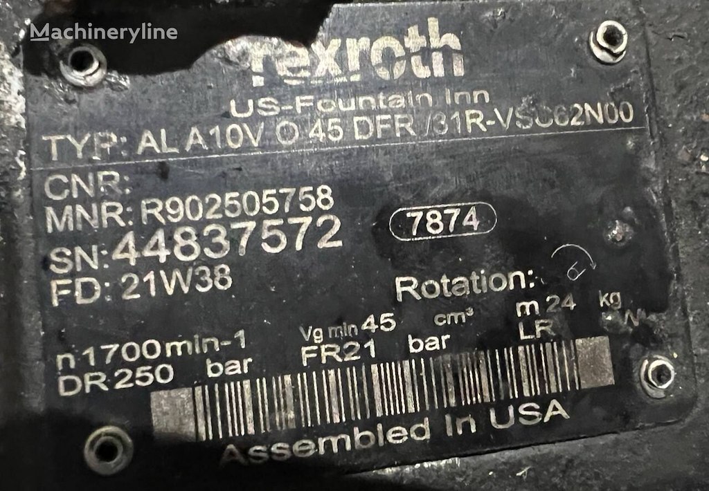 Rexroth AL A10V O 45 DFR /31R-VSC62N00 ( R902505758 ) hidraulična pumpa