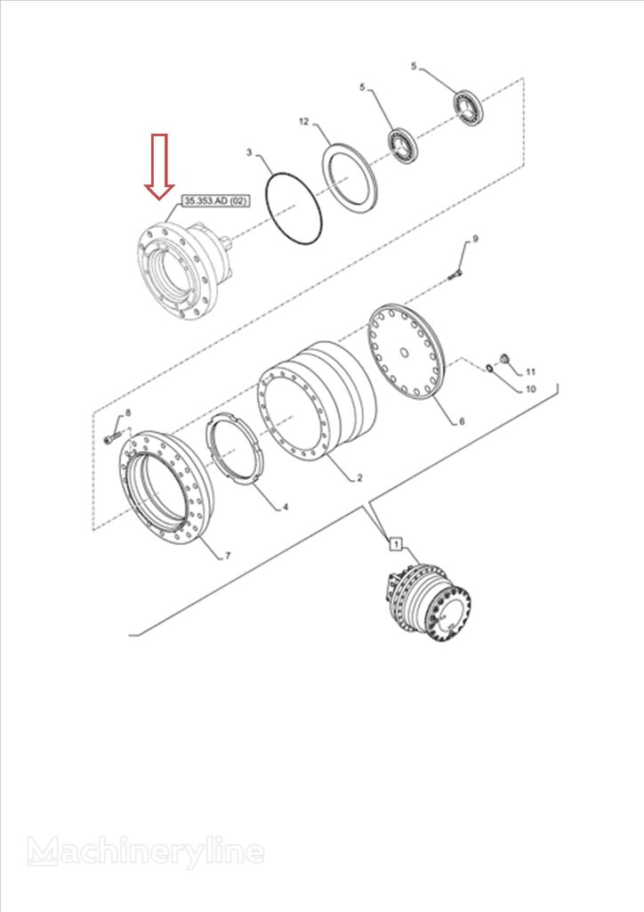 Case CARCASSA MOTORIDUTTORE KWA0018, KUA0282 hidraulični motor za Case CX700 , CX700B , CX750D , CX800 , CX800B bagera