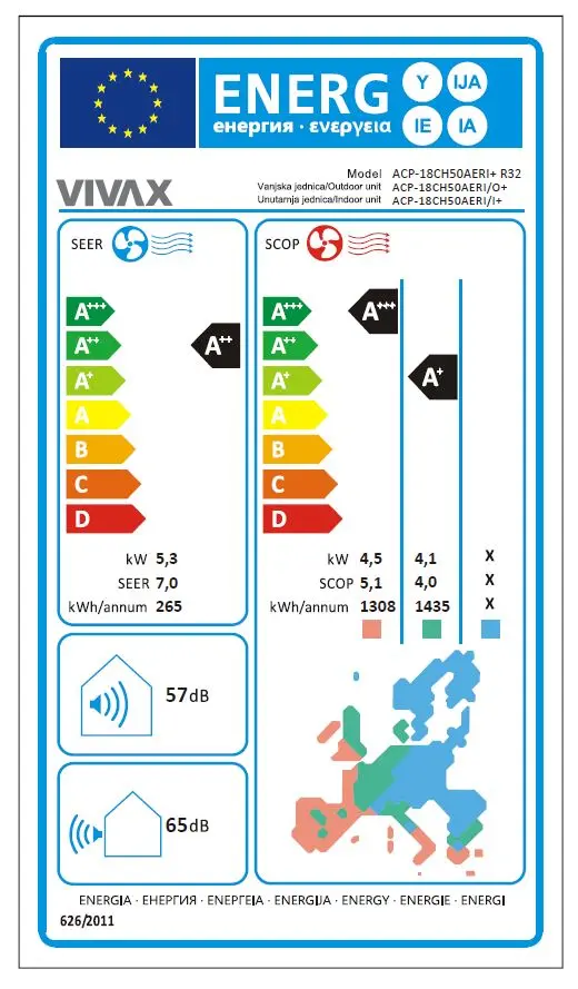 VIVAX COOL, klima uređaji, ACP-18CH50AERI+ R32 SM