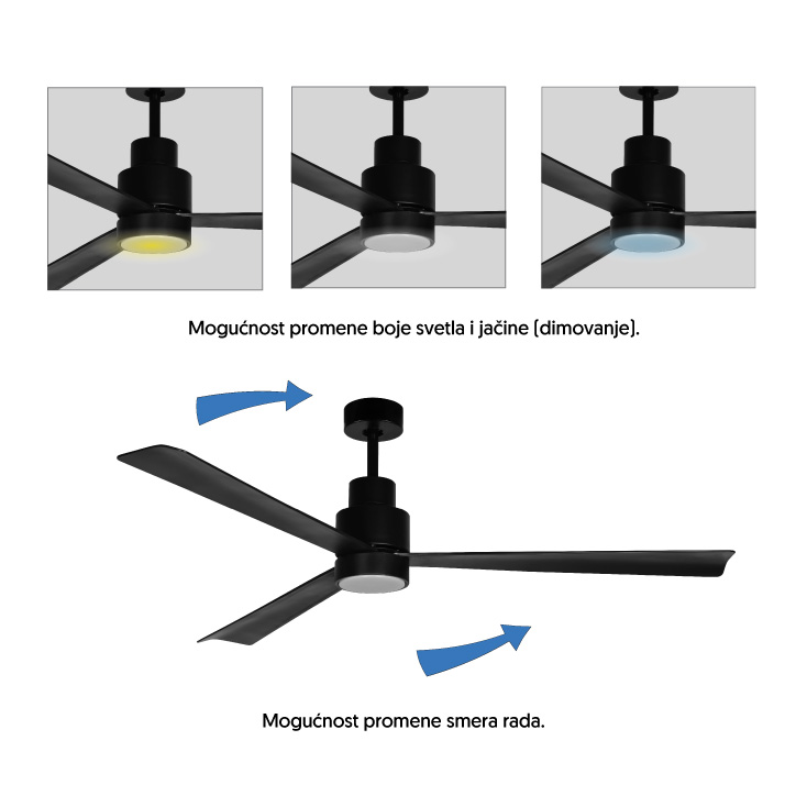 PROSTO plafonski ventilator sa LED svetlom 132cm