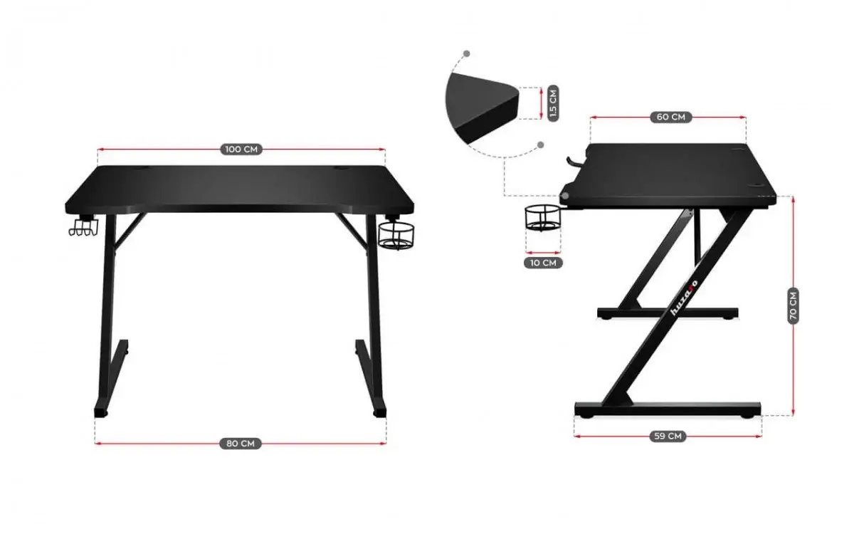 Huzaro Gaming sto Hero 1.8 Crni 100x60cm