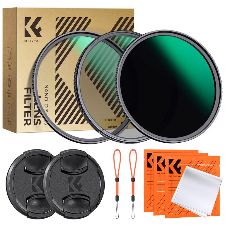 K&F Concept 82mm CPL + MCUV + ND1000 + Lens Cap Polarizator ND filter KIT Nano-Dazzle Series SKU.2275V1