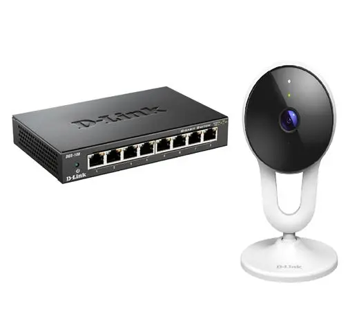 D-Link 8‑Port neupravljiv Switch DGS-108/E + WI-FI Kamera