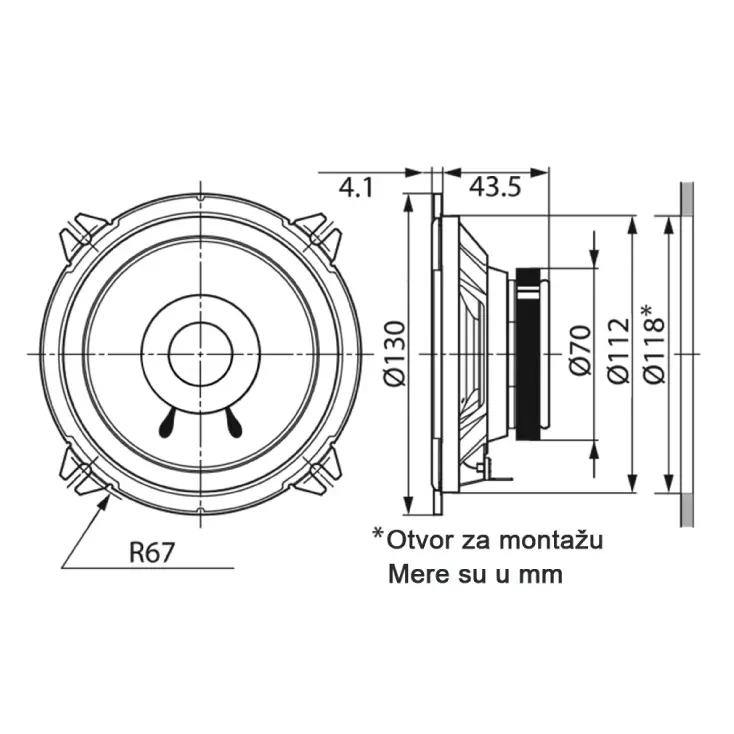 Kenwood auto zvučnici 130mm 30W