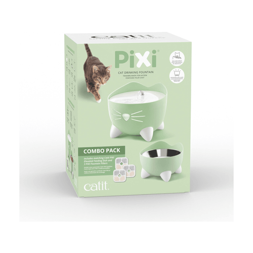 Hagen Catit Pixi Combo Pack fontana za mačke zelena + filteri + posuda za hranu