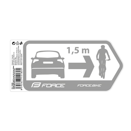 NALEPNICE FORCE SIGURNOST ZA AUTOMOBIL 184X84mm, SREBRNA