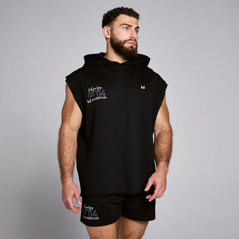 MP Men's Origin Graphic Hooded Vest - muška majica sa kapuljačom - crna