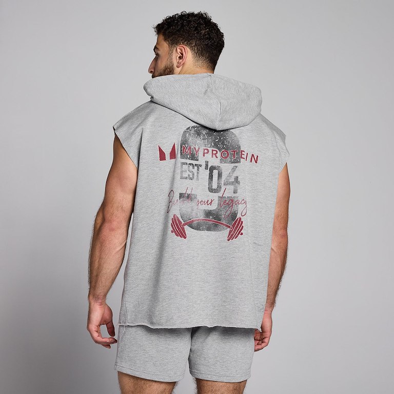 MP Men's Origin Graphic Hooded Vest - muška majica sa kapuljačom - sivi melanž