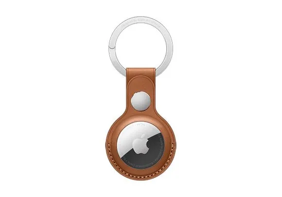 Apple AirTag Leather Key Ring - Saddle Brown