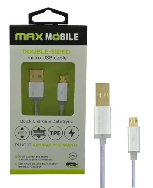 MAX MOBILE KABL ZA BRZO PUNJENJE DOUBLE-SIDED MICRO USB 1 M