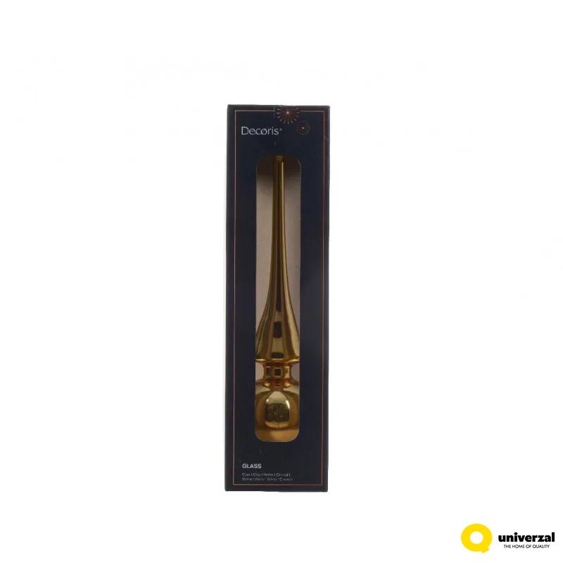 NOVOGODIŠNJI UKRAS VRH ZA JELKU STAKLENI 26CM LIGHT GOLD 113009