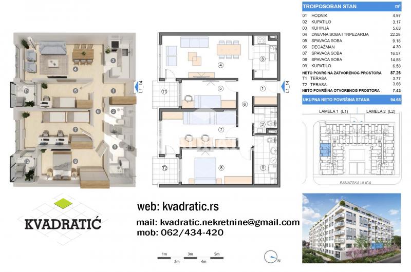 Lux stan u Zemunu, 3.5, 95m2, I , CG - Bez provizije 216.060 €