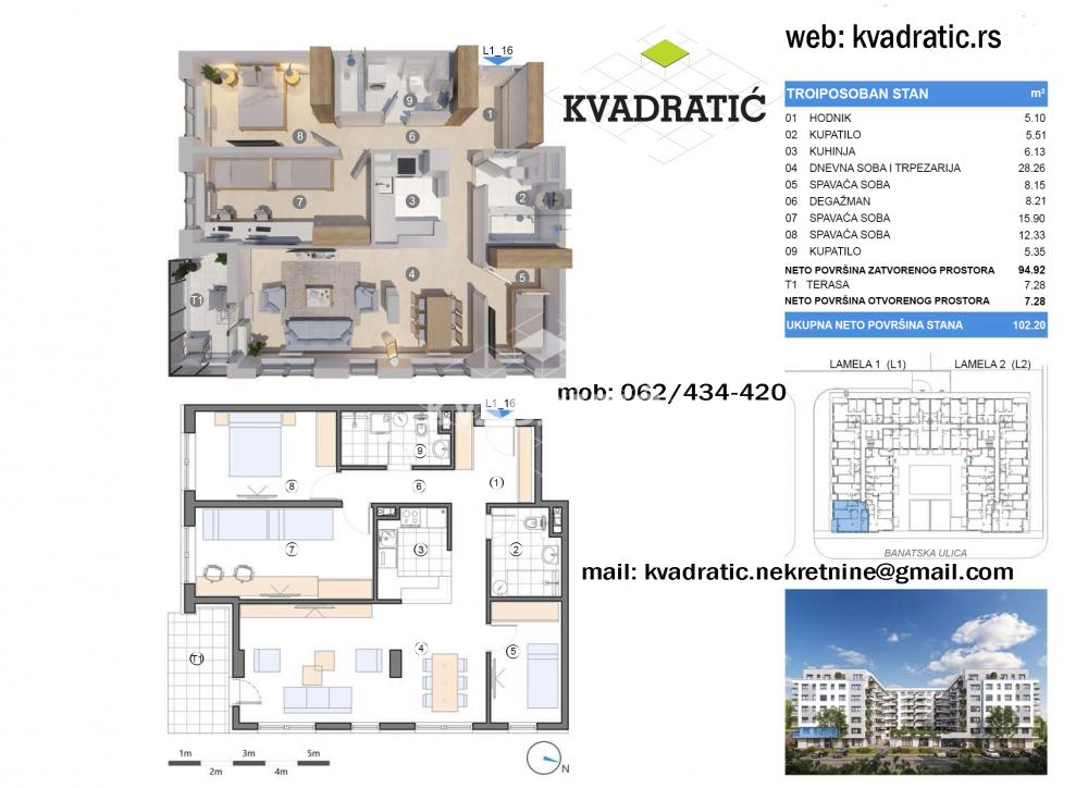 Lux stan u Zemunu, 3.5, 102m2, I , CG - Bez provizije 233.220 €