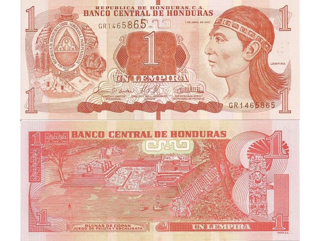 Honduras 1 lempira 2022. UNC