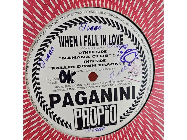 Paganini* ‎– When I Fall In Love, LP, Maxi