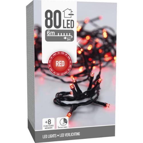 Novogodišnje LED lampice 80 crvene outdoor 6m