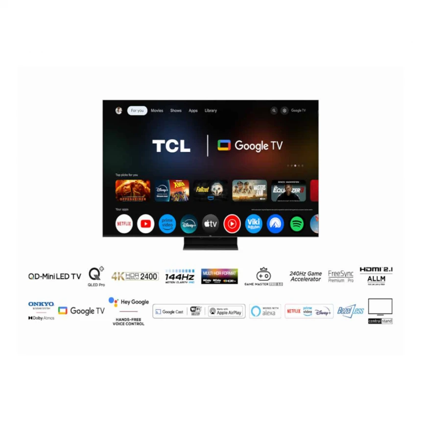 Televizor TCL 65C765/MiniLED-QLED/65"/4K HDR/144Hz/Google TV/crna