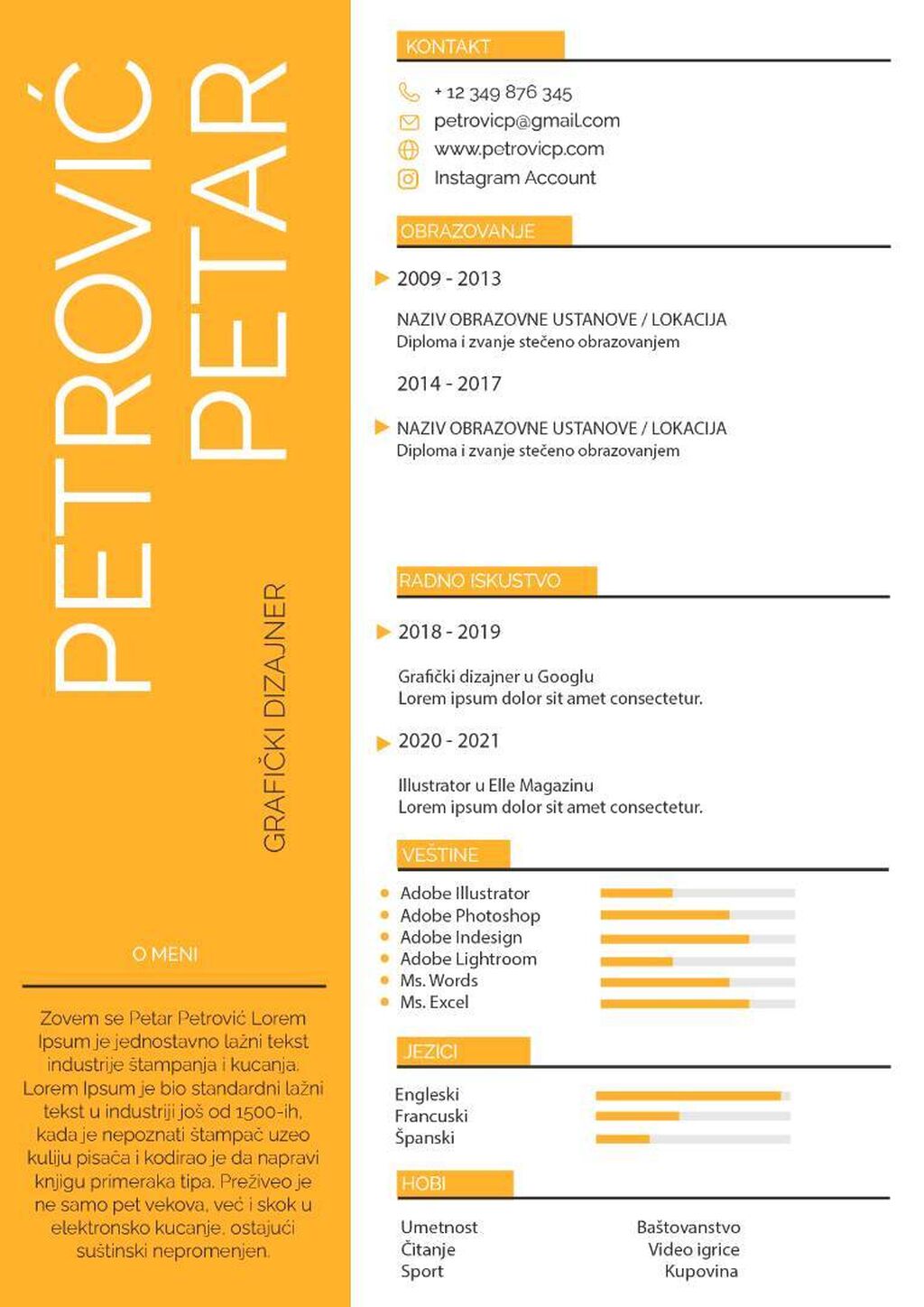 Izrada i dizajn CV-a i motivacionog pisma Prvi utisak prilikom