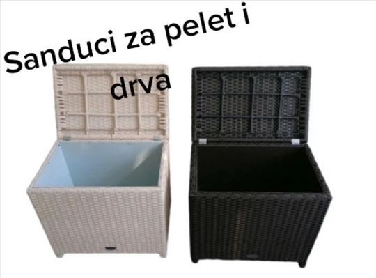 SANDUCI ČELIČNI ,OPLETENI RATANOM za pelet ,drva