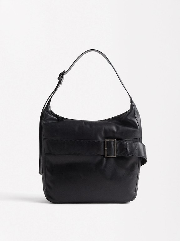 Hobo-style leather shoulder bag