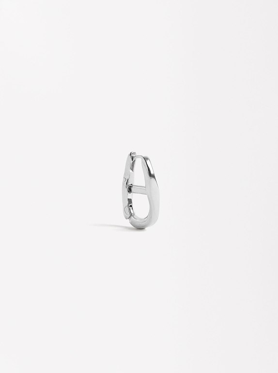 Single Silver Hoop Earring - Stainless Steel