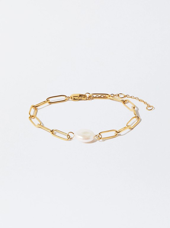 Stainless Steel Bracelet With Pearl