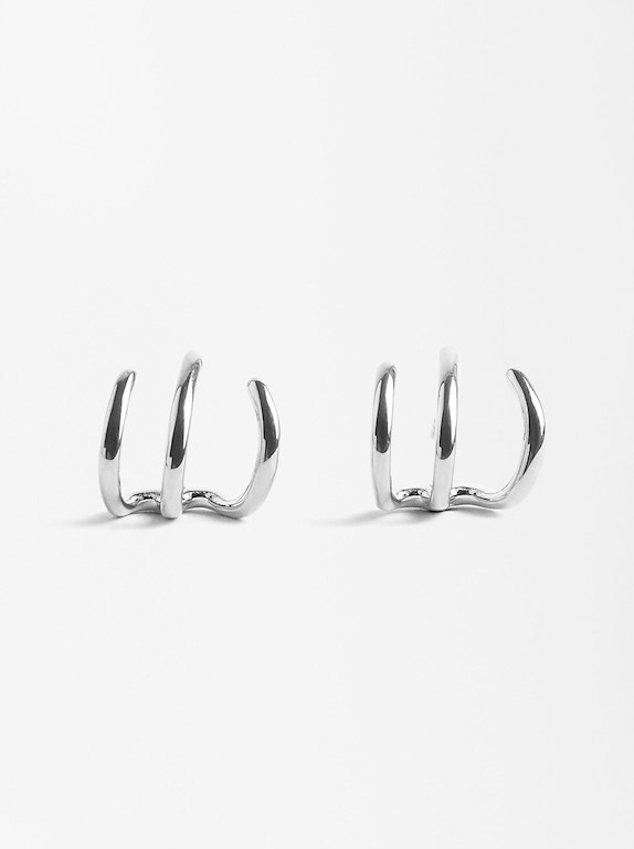 Ear Jacket Triple Earrings - Stainless Steel