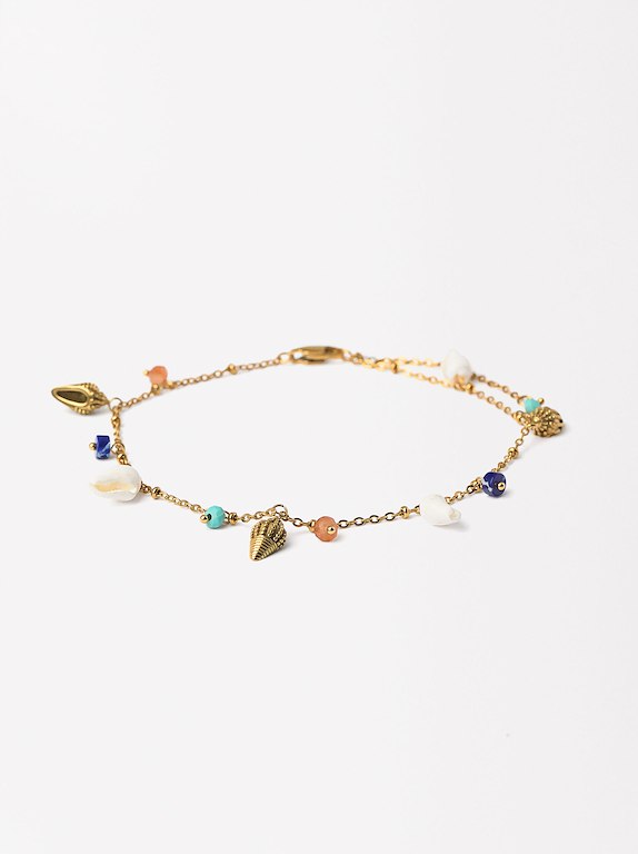 Anklet With Gemstones  - Stainless Steel