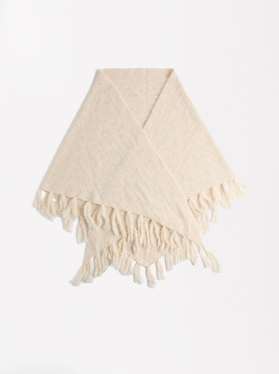 Fringed Wool Blend Shawl